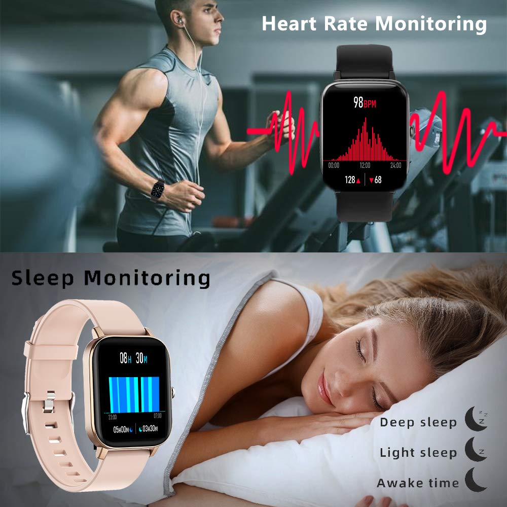 FirYawee Smart Watch, Smartwatch for Android Phones and iOS Phones,Fitness Tracker Waterproof IP68,Step and Distance Counter,Smart Watch for Men Women