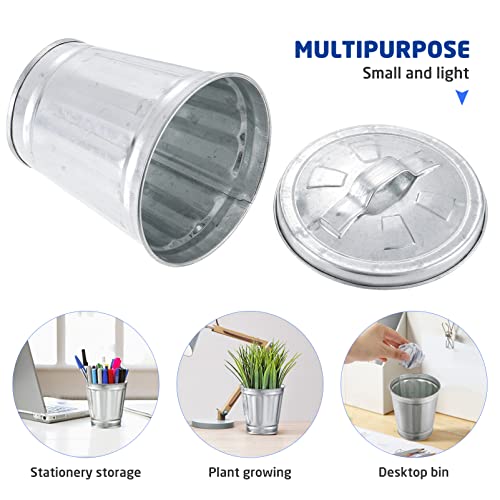TOYANDONA Mini Trash Can with Lid- Stainless Steel Small Desktop Garbage Can, Tiny Trash Bin Office Wastebasket for Countertop Pen Pencil Cup Holder for Office Supplies
