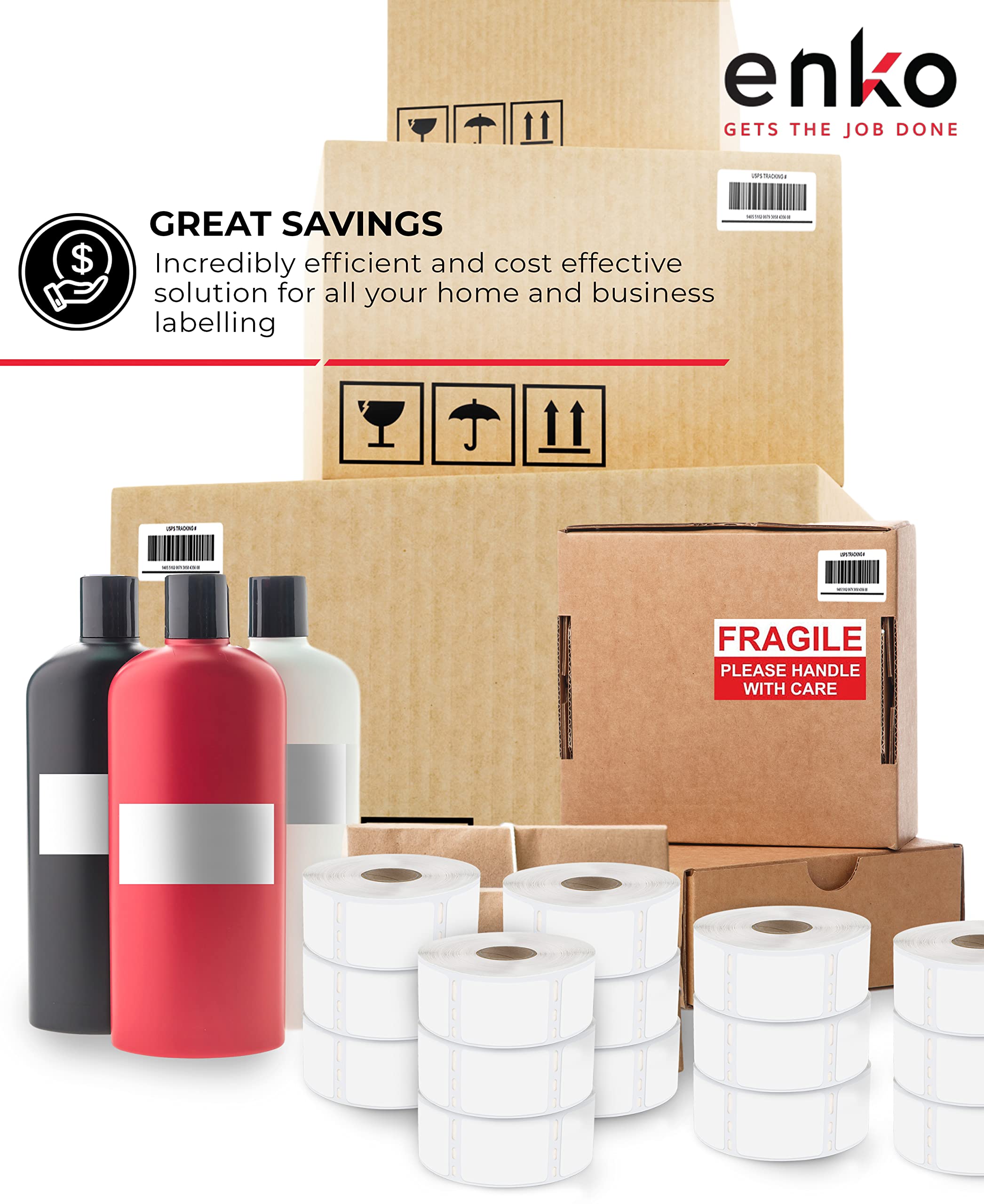 enKo Compatible 30347 Dymo Book Spine Labels (1" x 1-1/2") 12 Rolls, 9000 Library Book Barcode Labels - Use with Dymo Labelwriter 450, 4XL, 450 Turbo Printer, Rollo Printer
