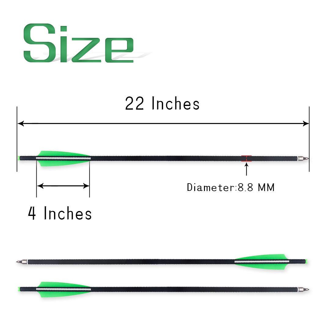 Feida 12 Packs Carbon Crossbow Bolts Arrows 20/22 Inches Hunting Arrows with Changeable Tips for Crossbow (22 Inches)
