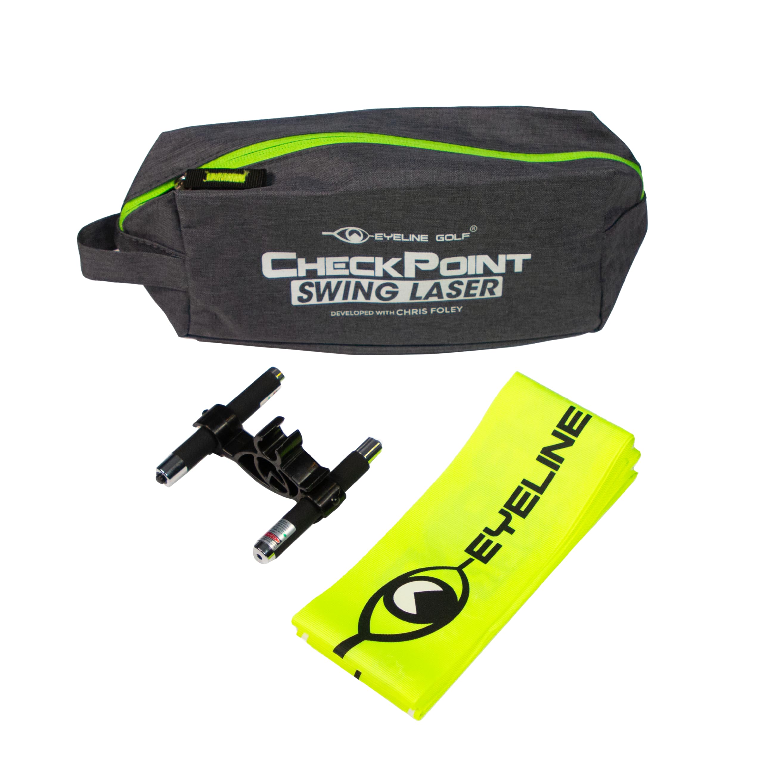 EyeLine Golf Check Point Swing Laser System - Fix Your Slice, Perfect Golf Swing Trainer with Dual Lasers for Any Club, Enhance Swing Path & Plane, Indoor/Outdoor Use
