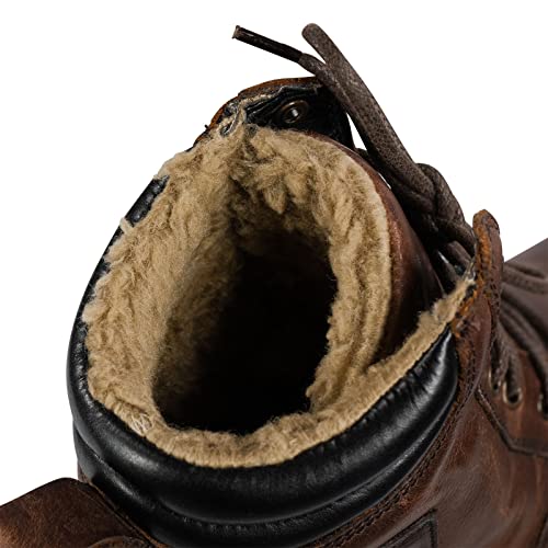 HORZE Water Resistant Winter Leather Boots - Brown - 6