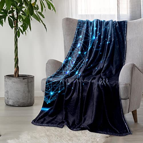 Plush Blanket Throw Blanket Warm Cozy Soft Microfiber Blankets, Blue Heart Art