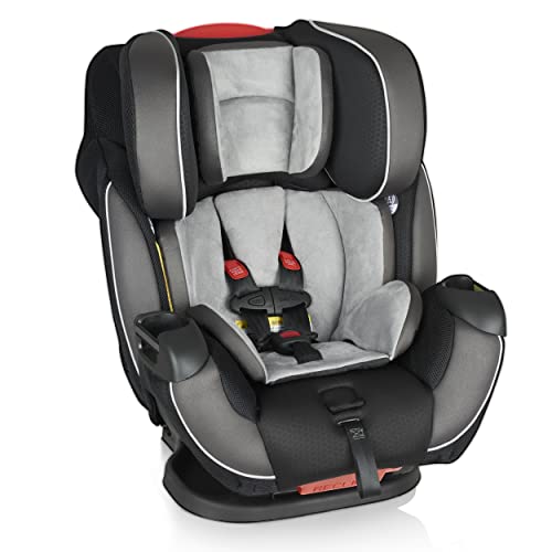 Evenflo Symphony Elite All-In-One Convertible Car Seat, 5-Point Infinite Slide Harness, Easy to Install, Forward / Rear Facing, Booster Seat, 110-lb Capacity, Multiple-Position Recline, Paramount Gray