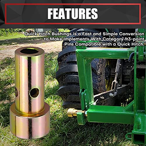 VIAGL 2 Pair of Cat 1 Quick Hitch Adapter Bushings Set for Category I 3-Point Tractors Use with Quick Hitch System