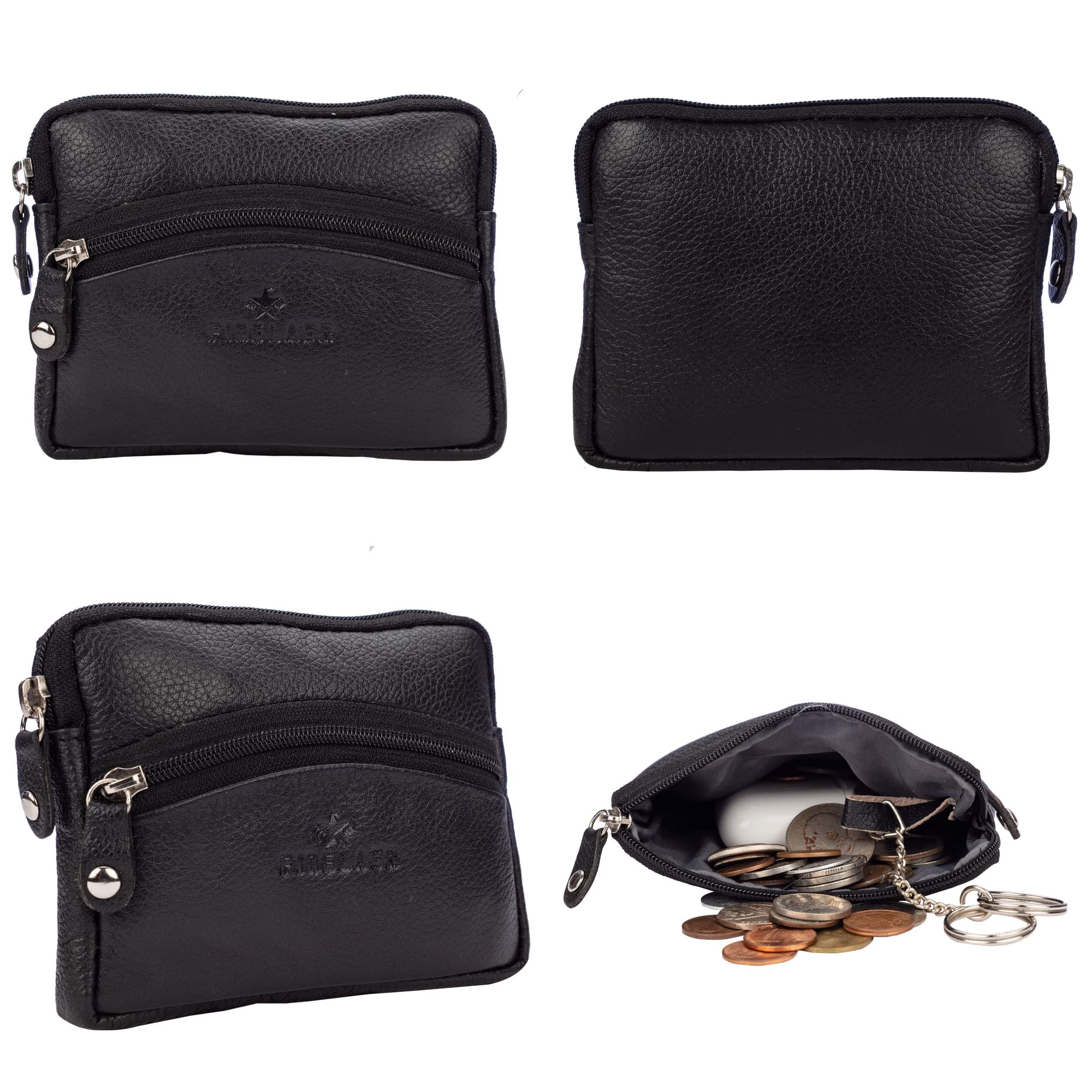 Finelaer leather Coin Pouch Purse For Men Size 4.9 x 3.8