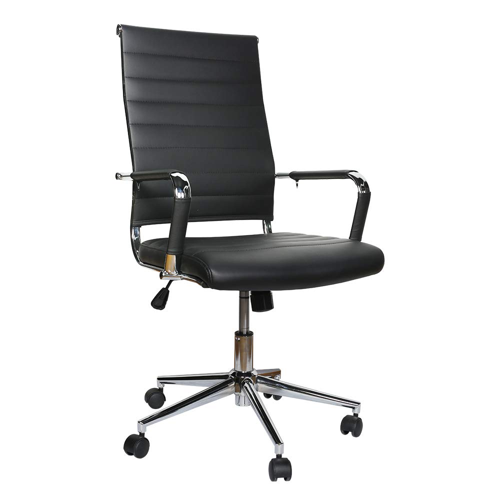 eclife Ergonomic Office Desk Chair Adjustable RibbConference Chair High-Back 360 Swivel W/Armrest, Puresoft Upholstery, Executive Chair (Black)
