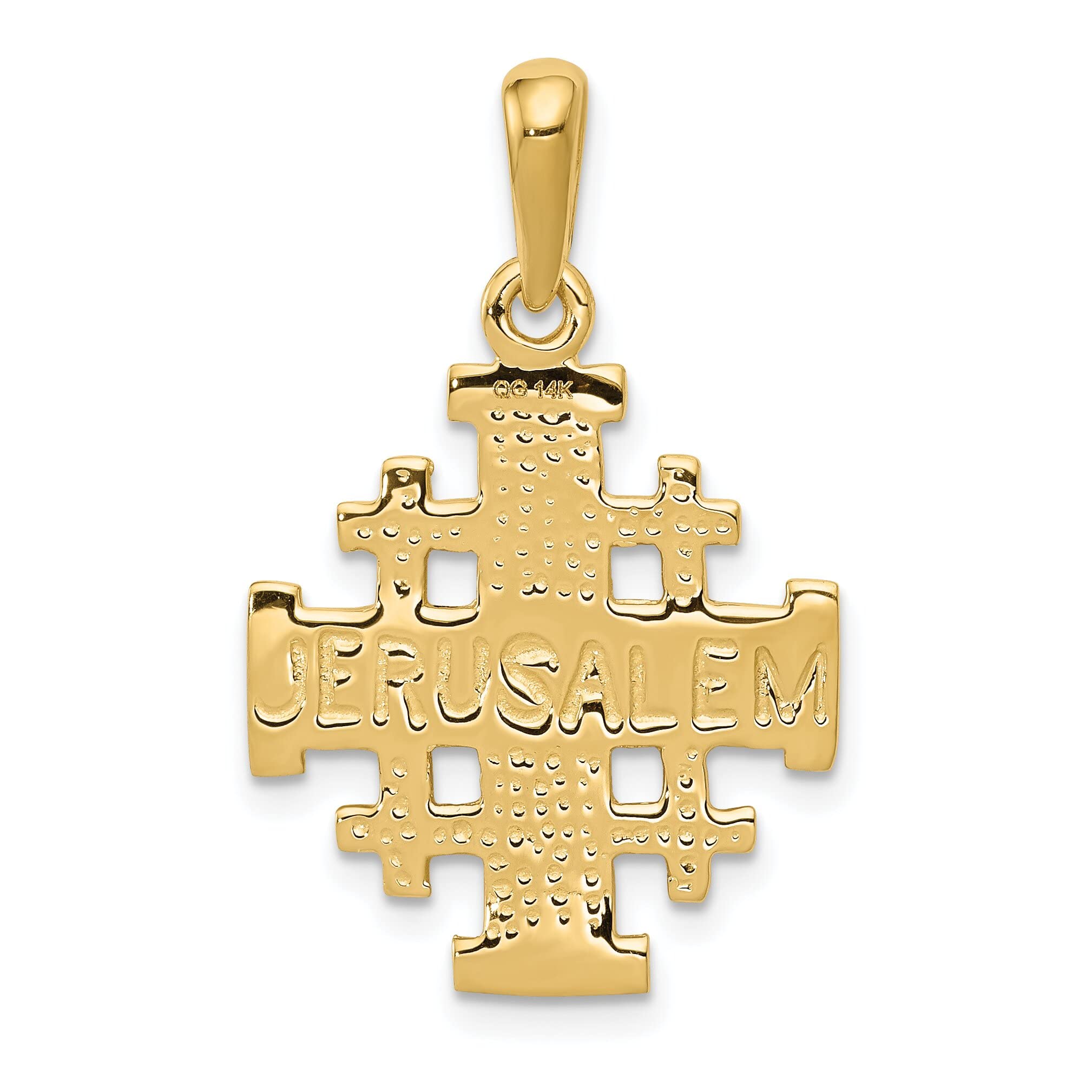 FindingKing 14K Yellow Gold Jerusalem Cross Pendant Charm