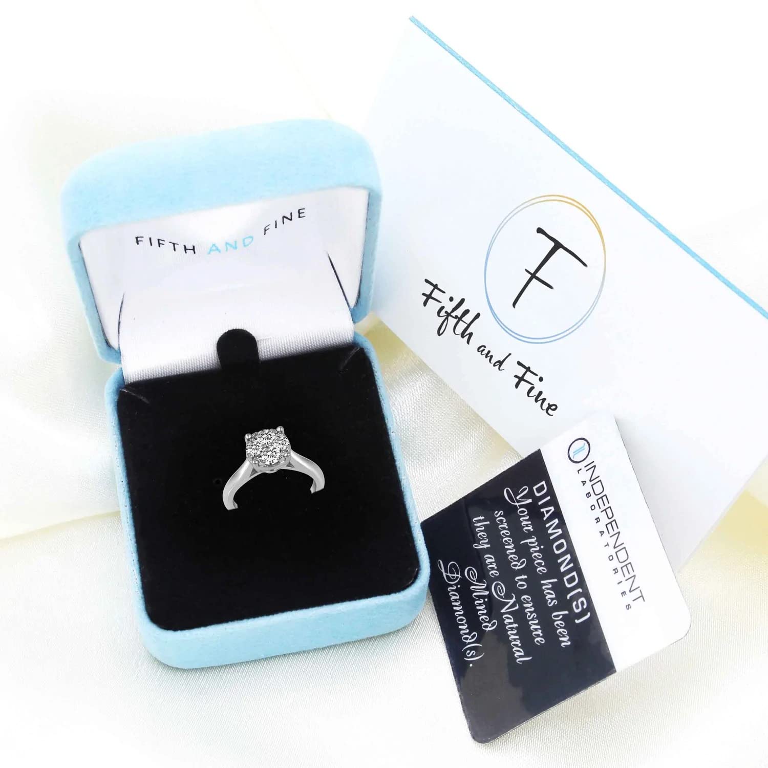 Fifth and Fine 1/2Cttw to 1.00Cttw Natural Diamond Cluster Solitaire Ring Set in Sterling Silver (6, .50)