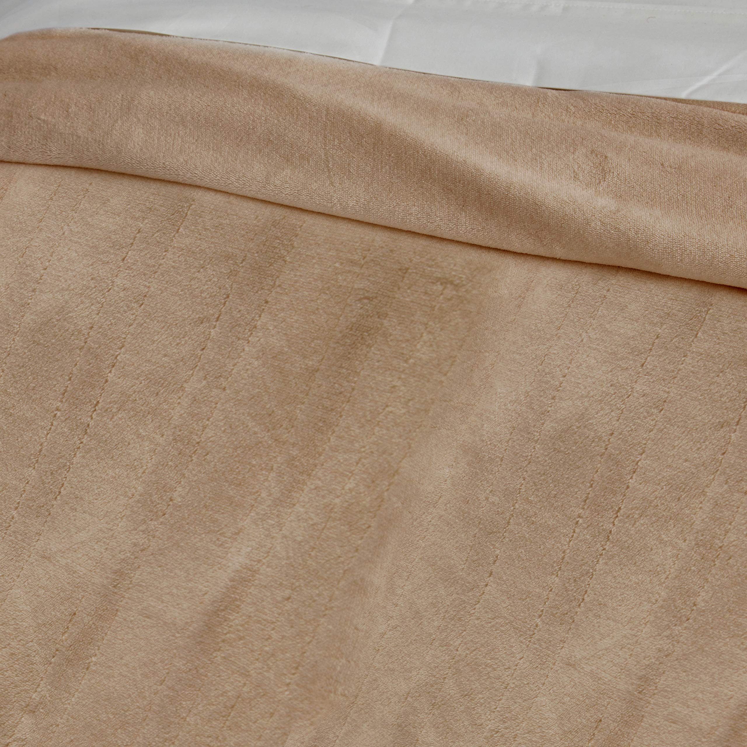 Eddie Bauer - Queen Heated Blanket, Soft Brushed Microplush Electric Blanket, Warm & Cozy Bedding (Cabin Comfort Khaki, Queen)