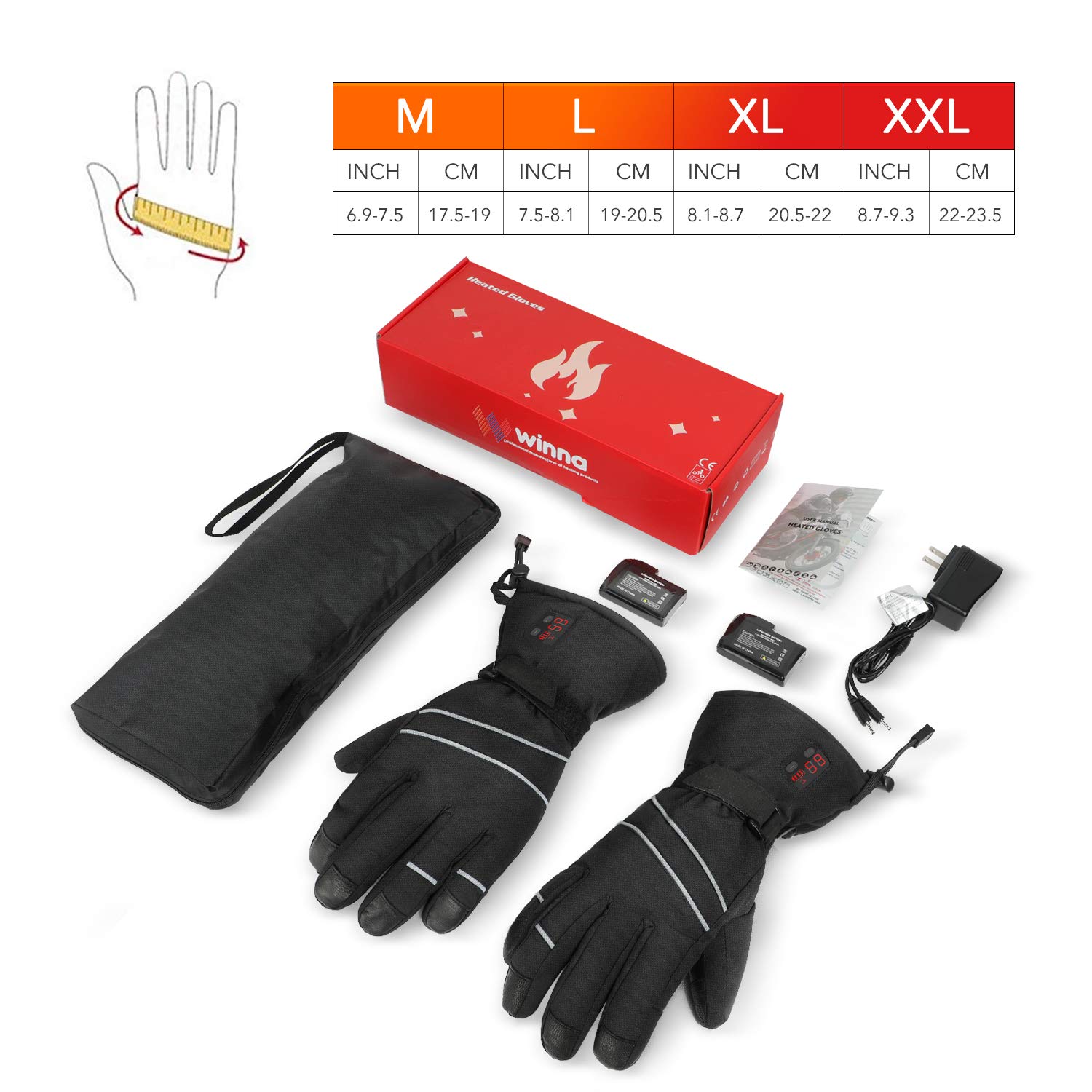 Heated Gloves for Men Women, Rechargeable Battery Electric Gloves, Touchscreen Heating Gloves for Skiing, Motorcycle, Hunting, Riding