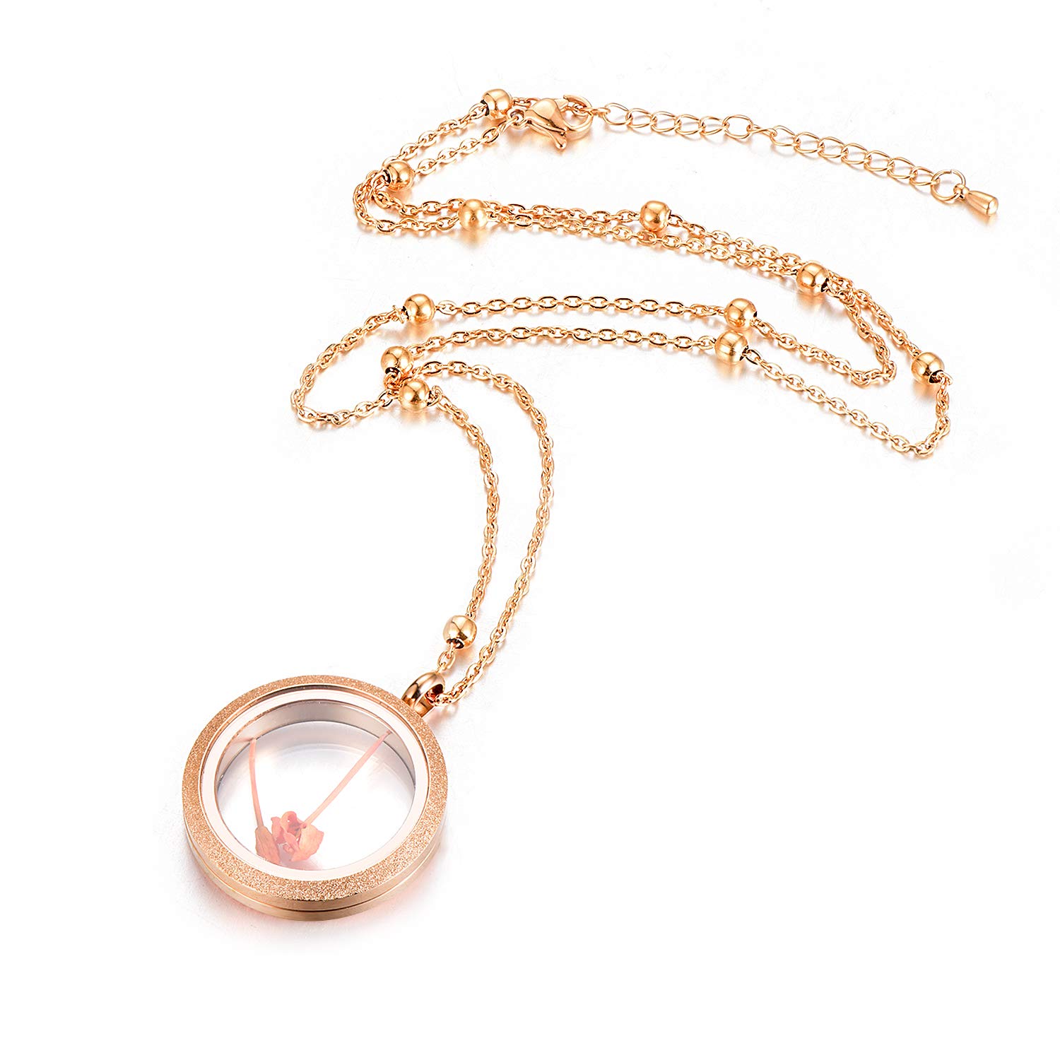 EVERLEAD Floating Charm Necklace, Stainless Steel Floating Locket Necklace Including Chain and Birthstones