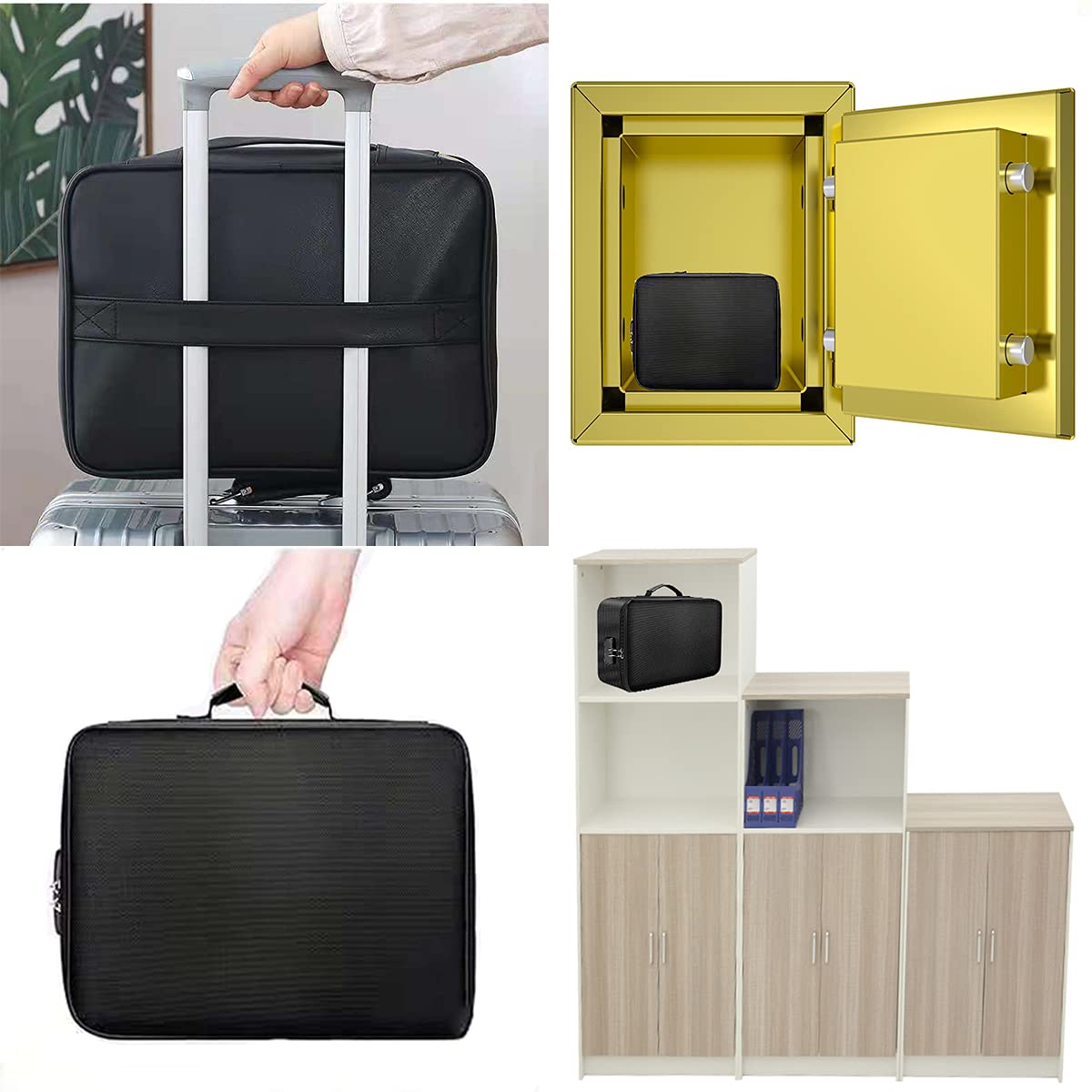 File Organizer Bags,Fireproof Document Bag with Money Bag,Home Office Travel Safe Bag with Lock,Multi-Layer Portable Filing Storage for Important File Passport Certificates Legal Documents