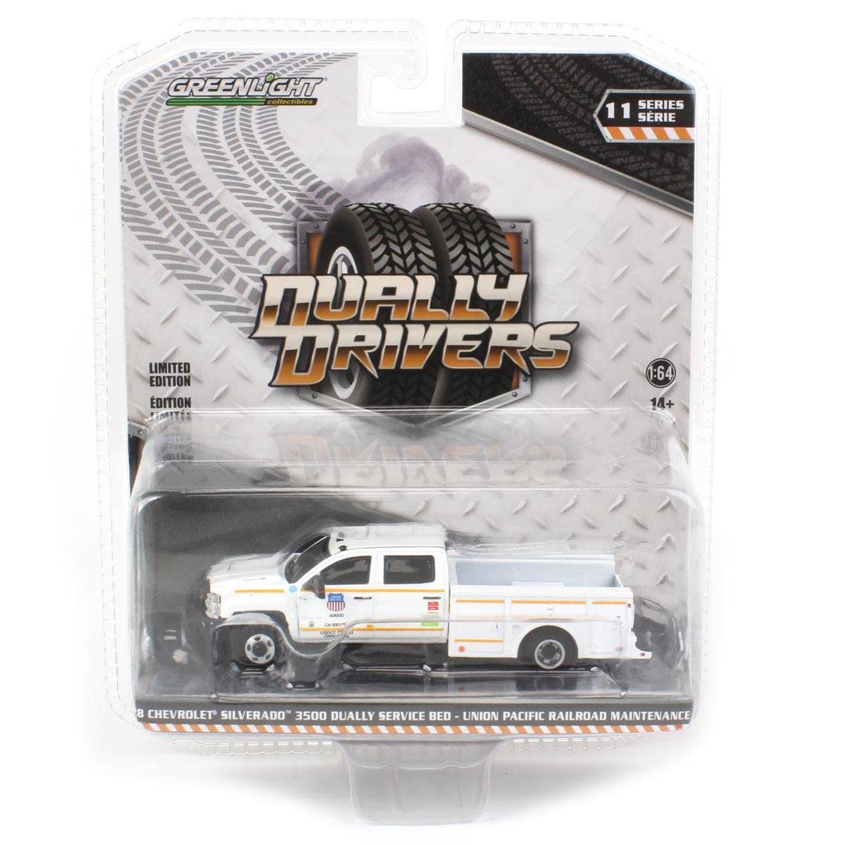 Truck 1/64 2018 Chevrolet Silverado 3500 Service Bed Pickup Union Pacific Maintenance Dually Drivers 11 46110-C