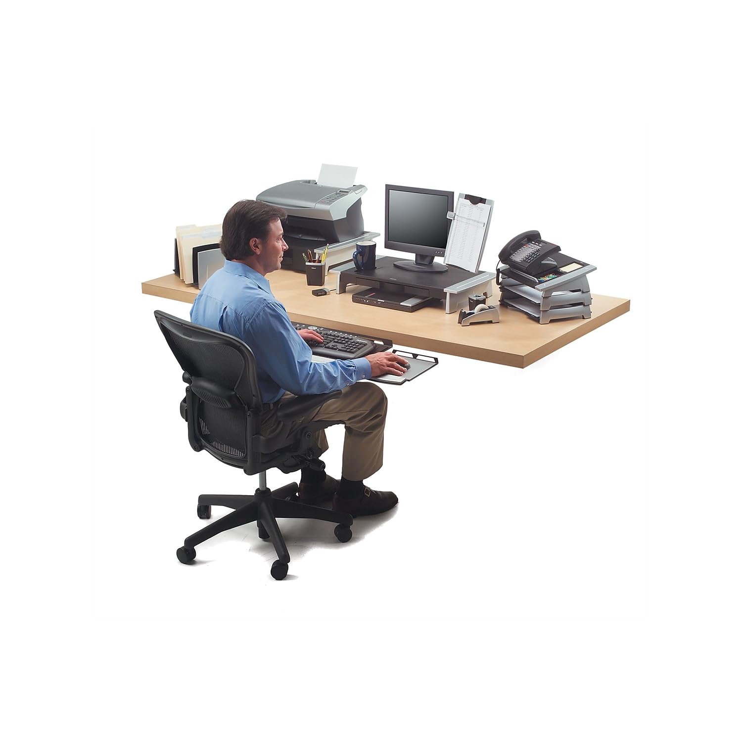 Fellowes 8033301 Office Suites Monitor Mount Copyholder, Plastic, Holds 150 Sheets, Black/Silver