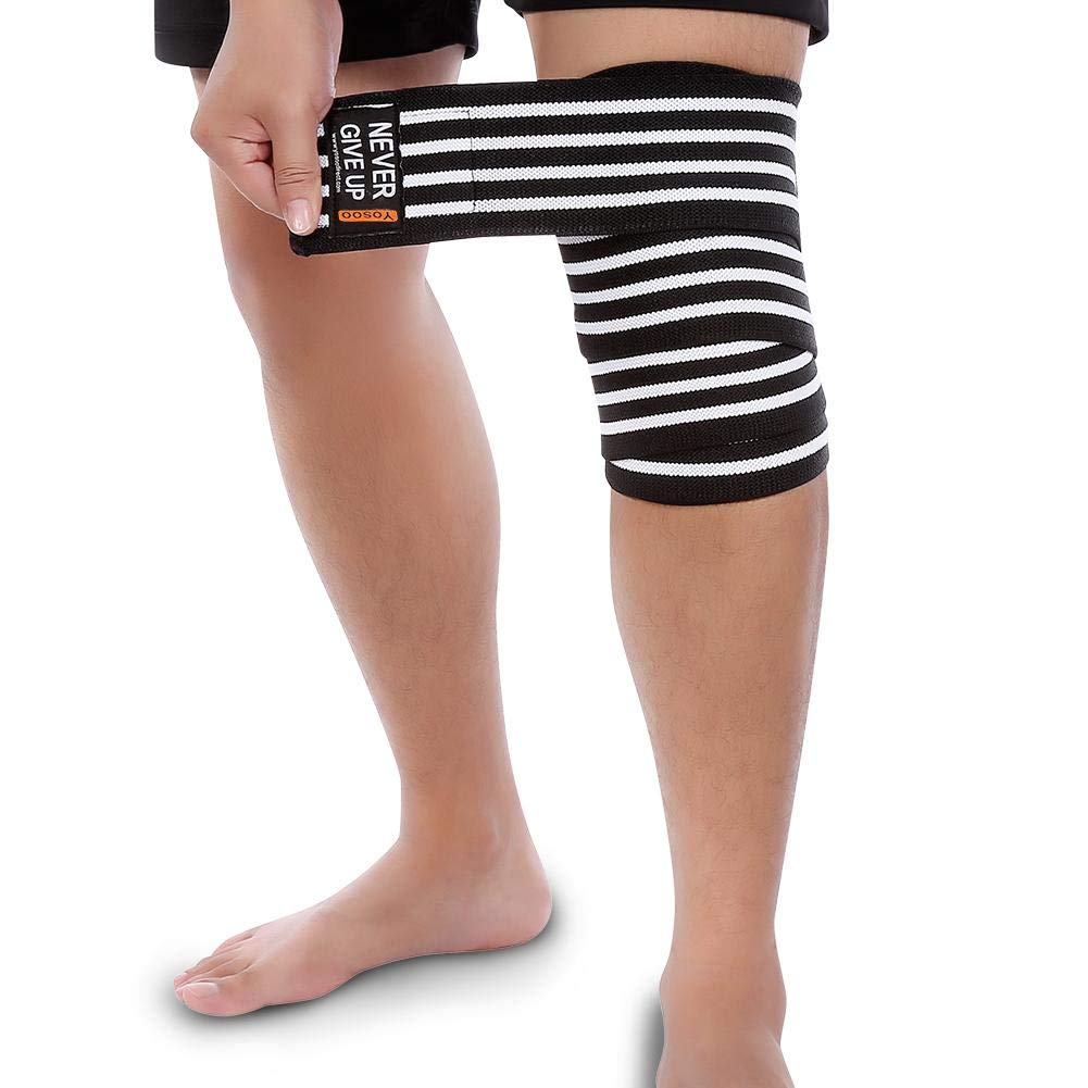 FILFEEL Knee Brace Wrap Support, Adjustable Patella Strap Stabilizer Sleeve Sports Weight Lifting Elastic Injury Leg Gym(1 Pair, Universal
