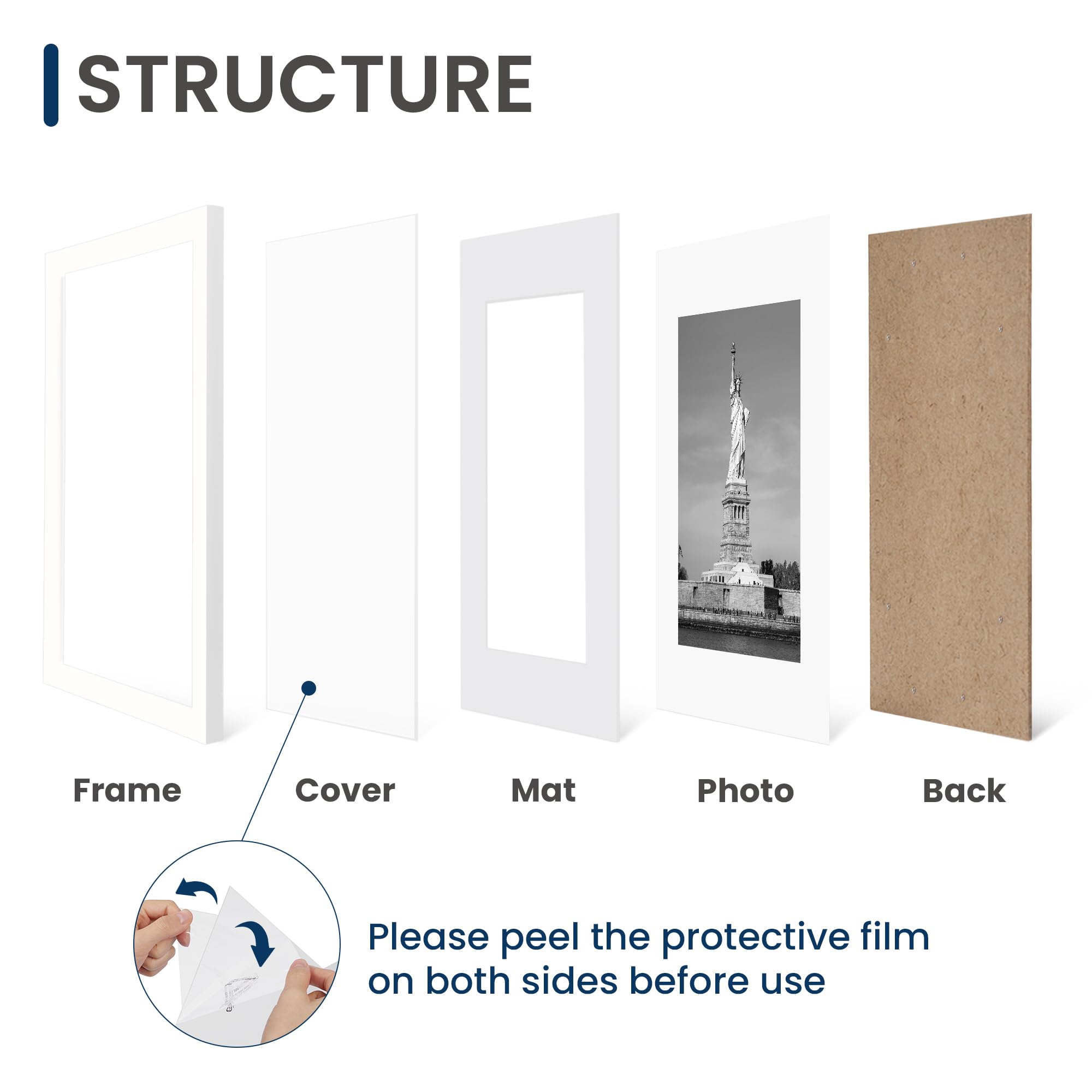 ENJOYBASICS 11x17 Picture Frame, Display Poster 8x12 with Mat or 11 x 17 Without Mat, Wall Gallery Photo Frames, White, 2 Pack