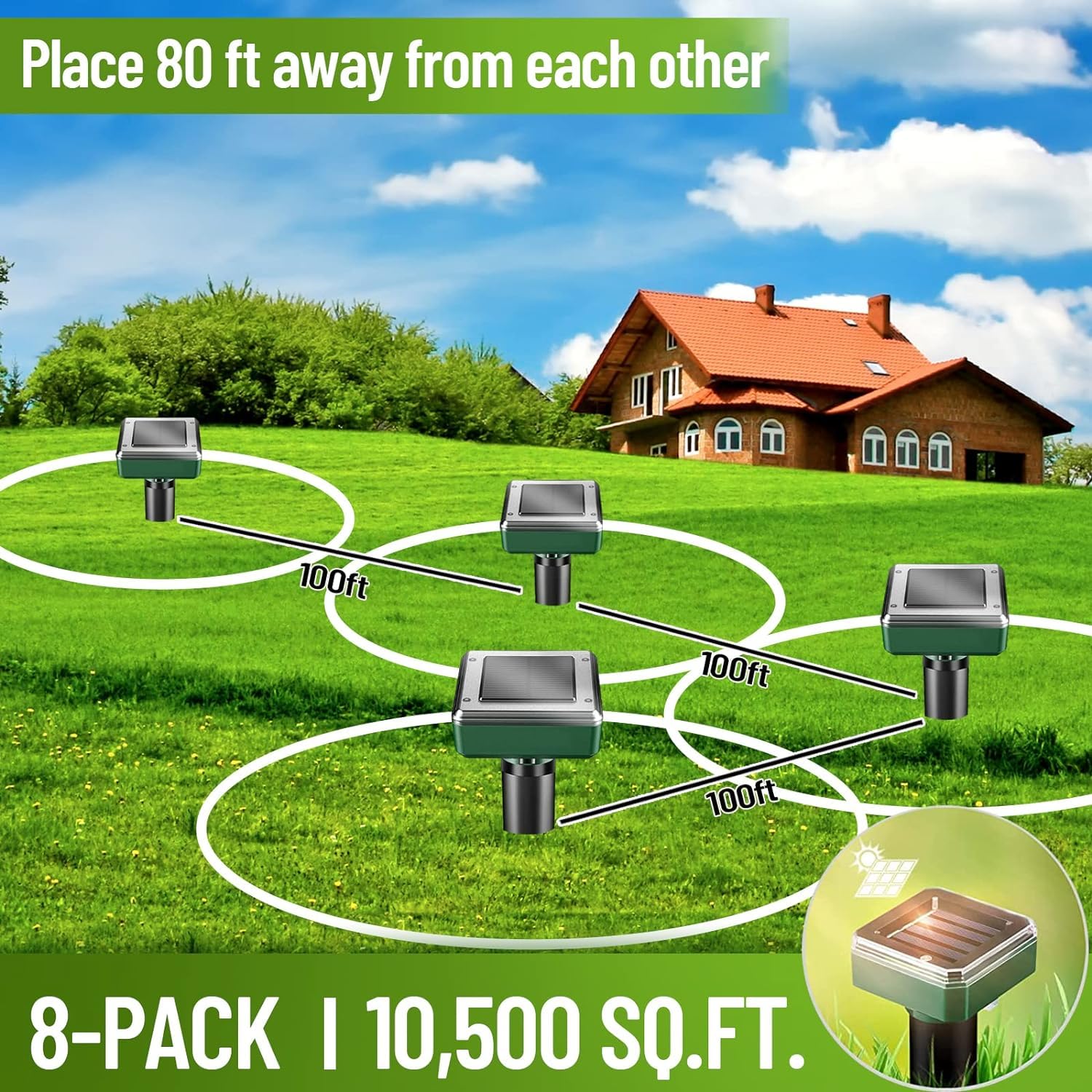 outtkitywi Pack of 8 Solar Mole Repellent Sonic Gopher Repellent Vole Chaser Mole Deterrent Sonic Spikes Rodent Repellent Ultrasonic Pest Control Outdoor Keep Moles Out of Yard Lawn