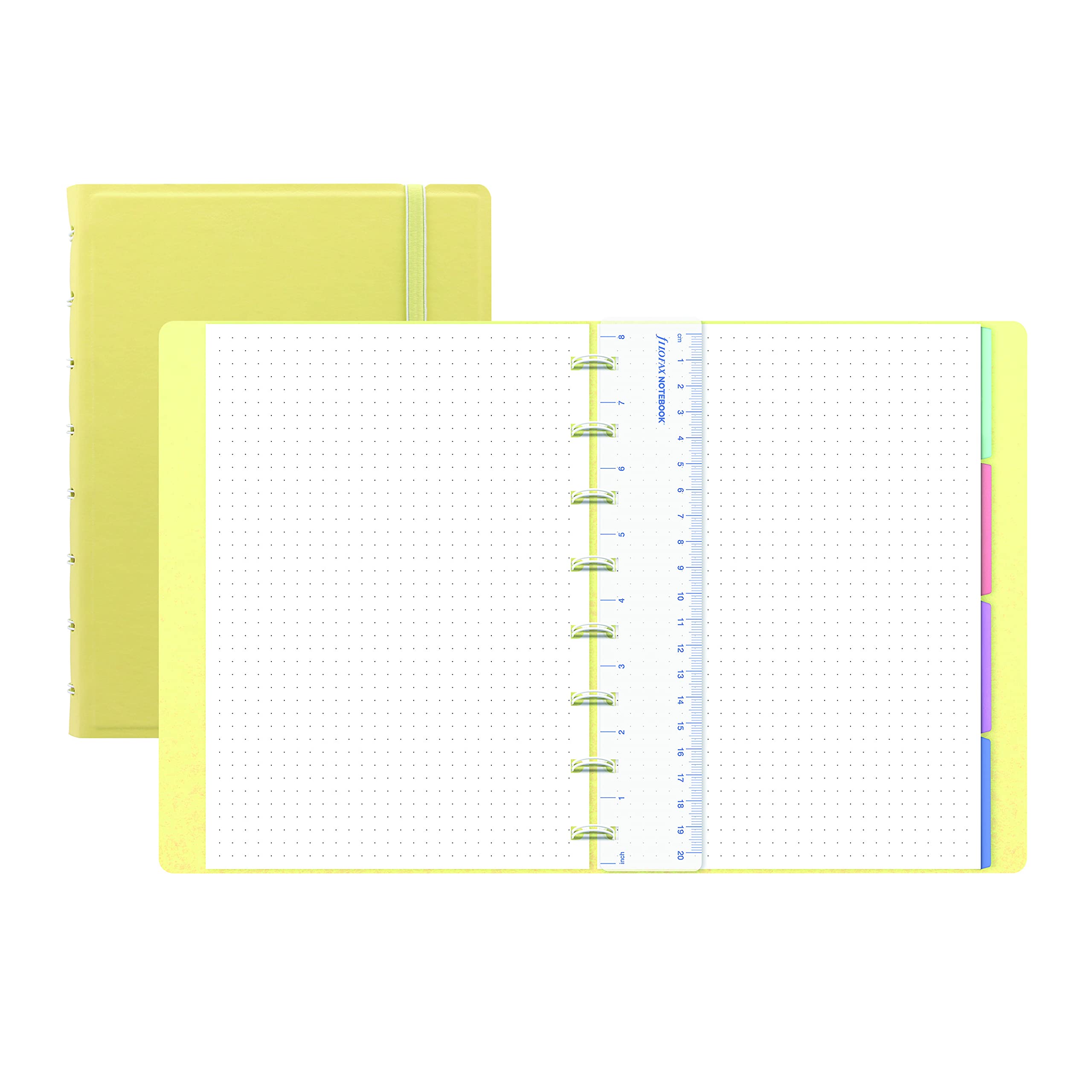 Filofax Refillable Notebook, A5 Size, Classic Pastels Collection, Dotted Paper, 8.25" x 5.75", Lemon (B115082U)