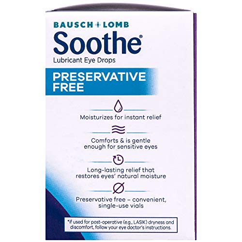 Eye Drops by Bausch & Lomb, Lubricant Relief for Dry Eyes, Preservative Free, Single Use Dispensers, 0.6 mL, 28 Count (Pack of 2)