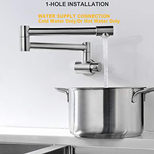 Pot Filler Faucet,Stainless Steel Wall Mount Pot Filler,Wall Mount Pot Filler Kitchen Faucet,Folding Stretchable with Single Hole Faucet