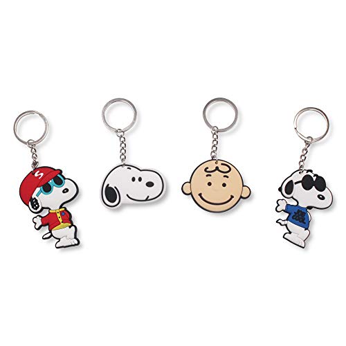 FINEX 4 Pcs Set Snoopy Keychain for Backpack School Bag Crossbody Handbag Tote Hiking Travel Causal Daypack