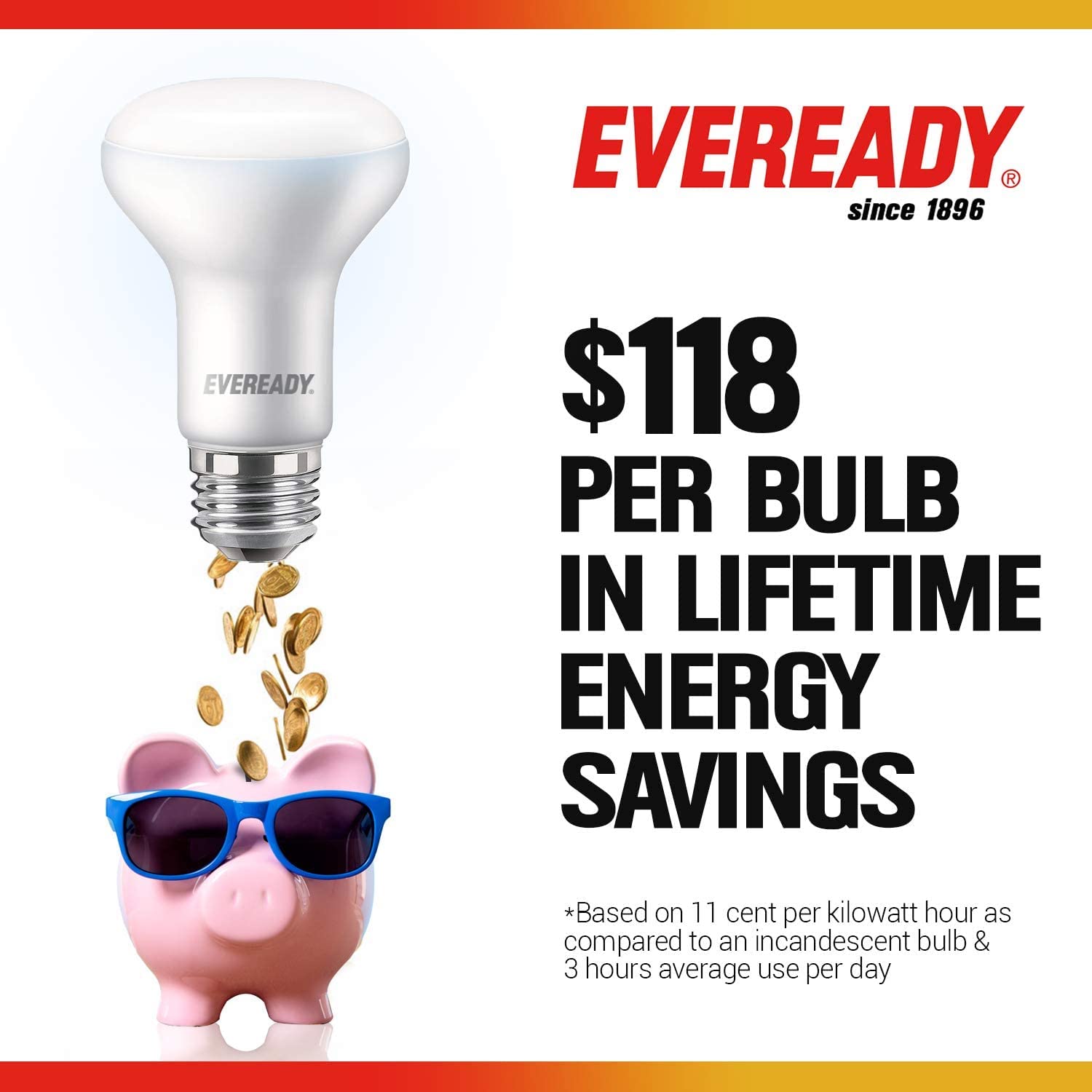 Eveready Led Flood Light Bulbs, BR20, 50 Watt Equivalent (7W Led Bulb), 525 Lumens, 5000K Daylight Color, Dimmable, E26 Base Flood Lights for Recessed Cans, Energy Star and UL Certified β 6 Pack