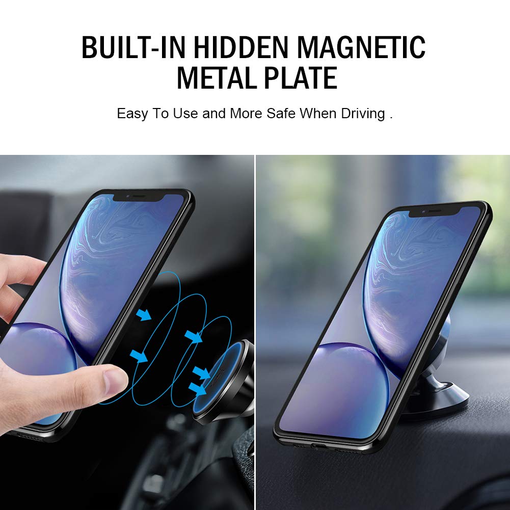 ESTPEAK Compatible with iPhone 11 Magnetic Case 2019,[Invisible Built-in Metal Plate] Ultra Thin Support Magnetic Car Mount,Soft TPU Bumper Case Phone Case Black