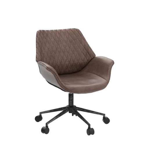 Ermnois Home Office Desk Chair, Fabric Modern Height Adjustable Task Chair with Armrest, Back and Wheels for Living Room Study Room and Bedroom, (New Version 1pc, Brown)