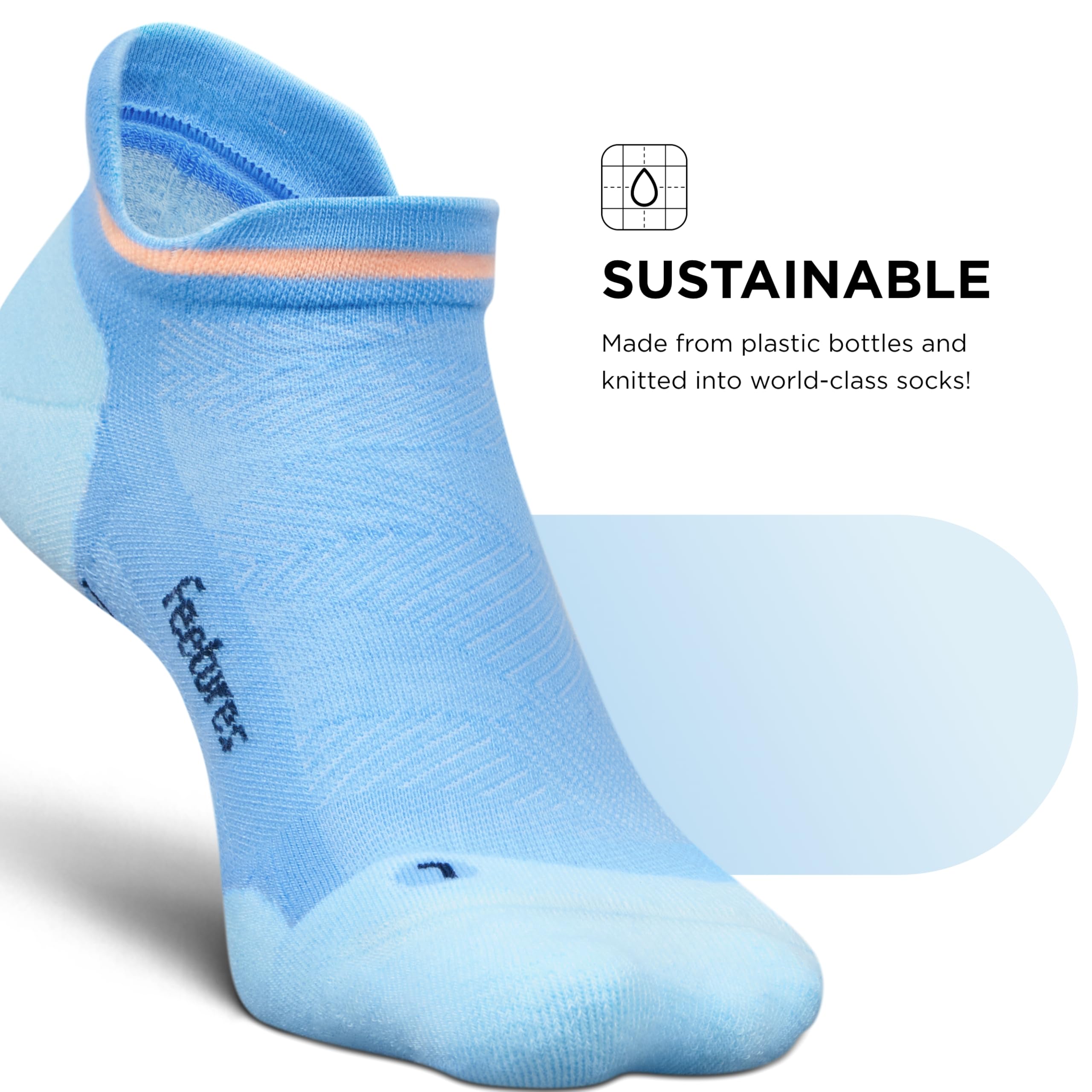 Feetures Elite Max Cushion No Show Tab Ankle Socks - Sport Sock with Targeted Compression - Grey, XL (1 Pair)