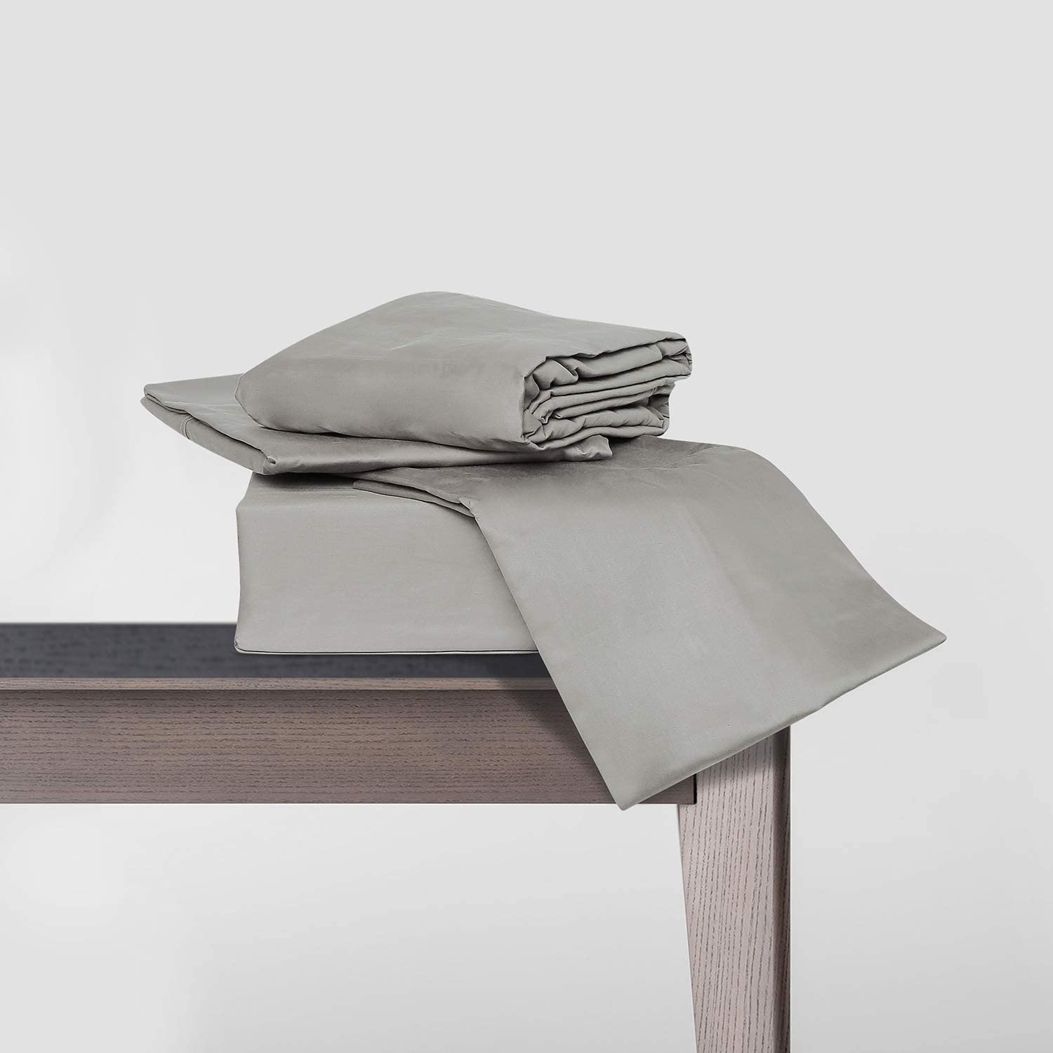 Fisher West Newyork Liberty, Sheets for Queen Size Bed, 750 TC Bedsheets with Pillow Covers for Bedroom Décor, TightFit Elastic Pocket 17" Wrinkle, Fade Resistant Fitted Sheet Set (Light Grey, 6 Pcs)