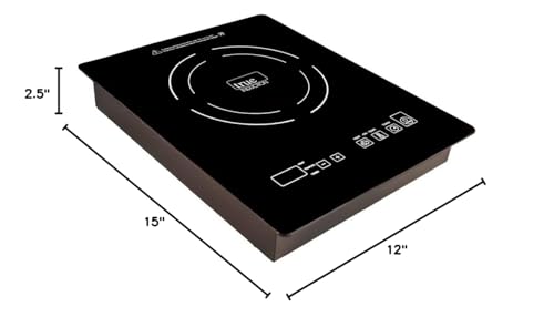 True Induction TI-1B 12-inch Single Element Black Induction Glass-Ceramic Cooktop 1750W 858UL Certified