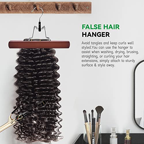 Nature Smile Wooden Non Slip Pants Skirt Hangers, Smooth Finish Solid Wood Jeans Slack Clamp Hangers Hair Extension Hangers (20 Pack Cherry)