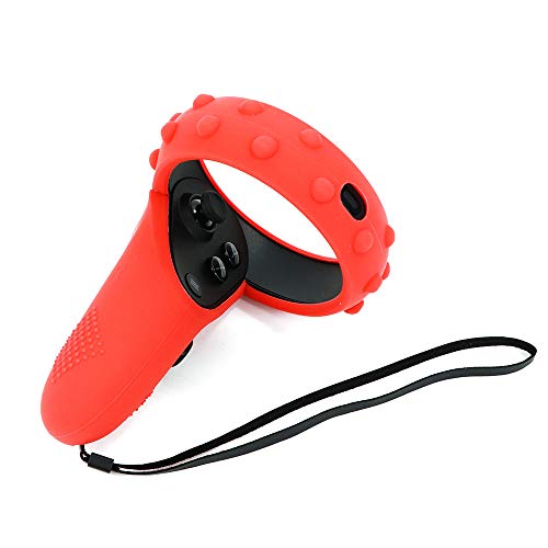 Esimen Controller Skin for Oculus Quest Rift S Premium GelPremium Gel Shell Silicone Grip Covers Protection Covers Featuring Low-Profile Friction Studs (Set of 2) (Red)