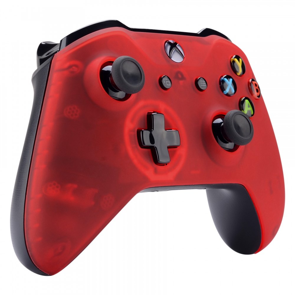 eXtremeRate Foggy Clear Red Faceplate Cover for Xbox One Wireless Controller (Model 1708), Custom Case Replacement Front Housing Shell for Xbox One S & Xbox One X Controller - Controller NOT Included
