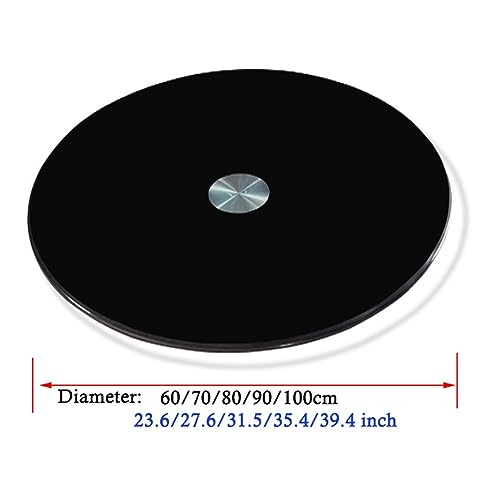 Heavy Duty Lazy Susan Turntable，Tempered Glass Serving Plate, Round Dining Table Centerpiece, Large Tabletop Rotating Tray (Color : Black, Size : 60cm/24in)