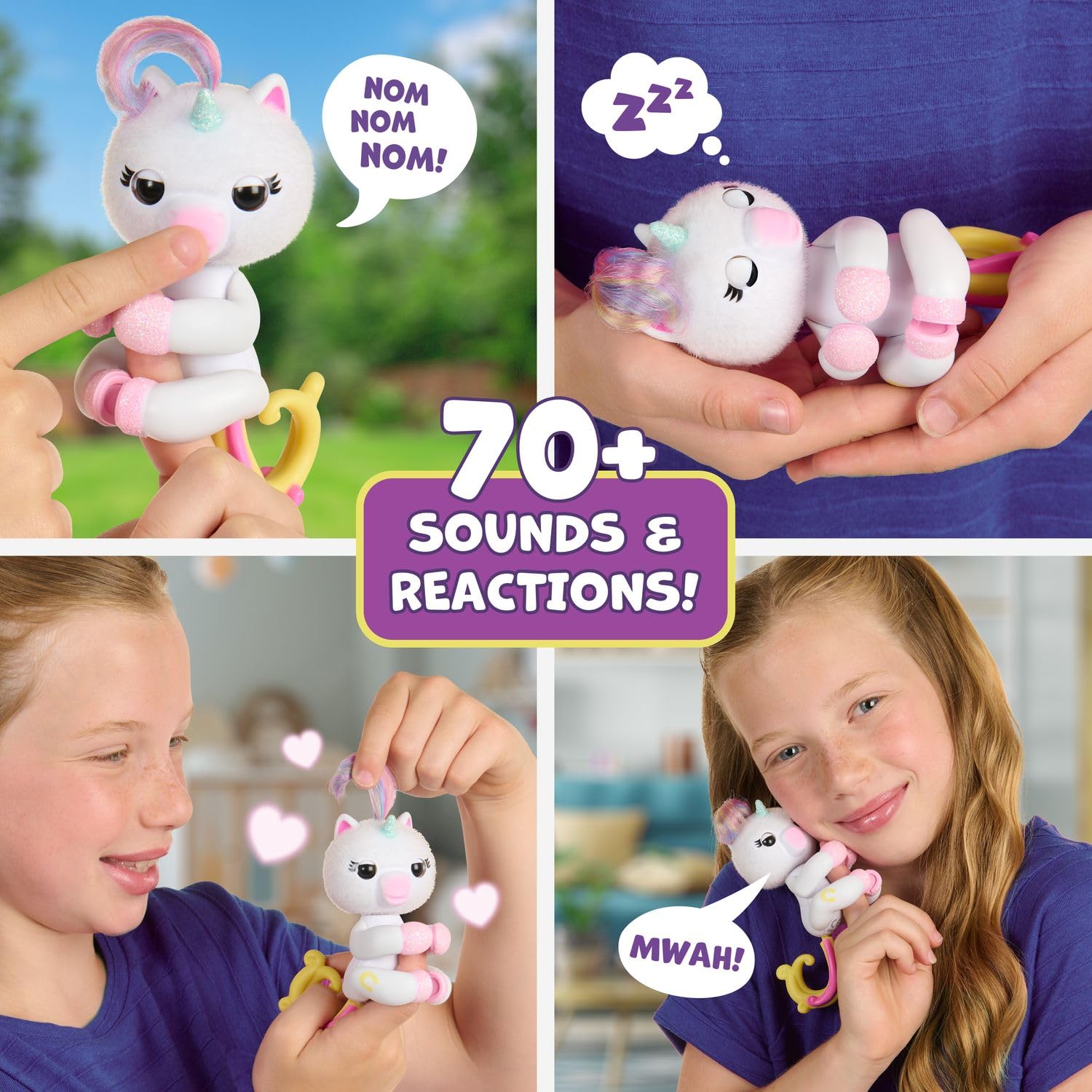 Fingerlings 2023 New Interactive Baby Unicorn Reacts to Touch β 70+ Sounds & Reactions β Lulu (White)