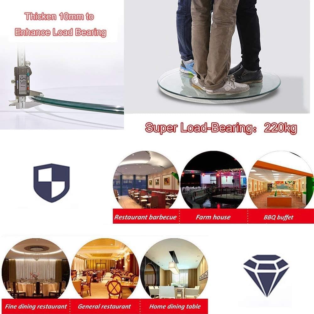 Heavy-dutyTempered Glass Lazy Susan Turntable, Round Rotating Tray For Dining Table, Kitchen Rotatable Service Plate, Restaurant Rotating Turntable (Color : Plastic Steel, Size : 70CM/27.5in)