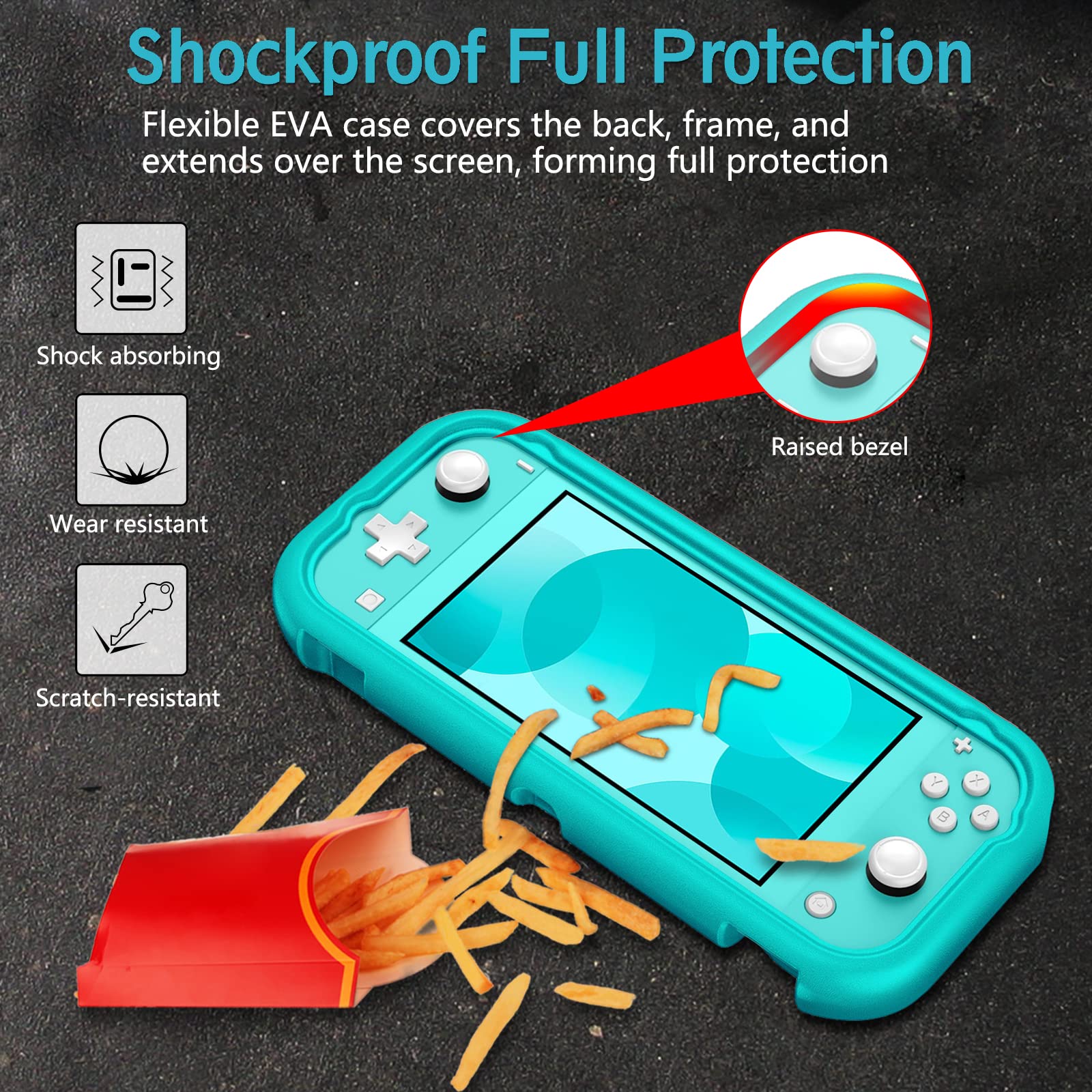Fintie Case for Nintendo Switch Lite 2019 - Kids Friendly [Ultralight] [Shockproof] Anti-Scratch Protective Cover w/Ergonomic Grip Comfortable Grip Case for Switch Lite Console, Turquoise
