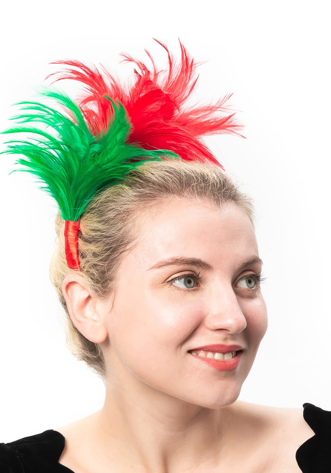 FELIZHOUSE 1920s Fascinator with Feathers Headband for Women Wedding Tea Party Headwear (Green)