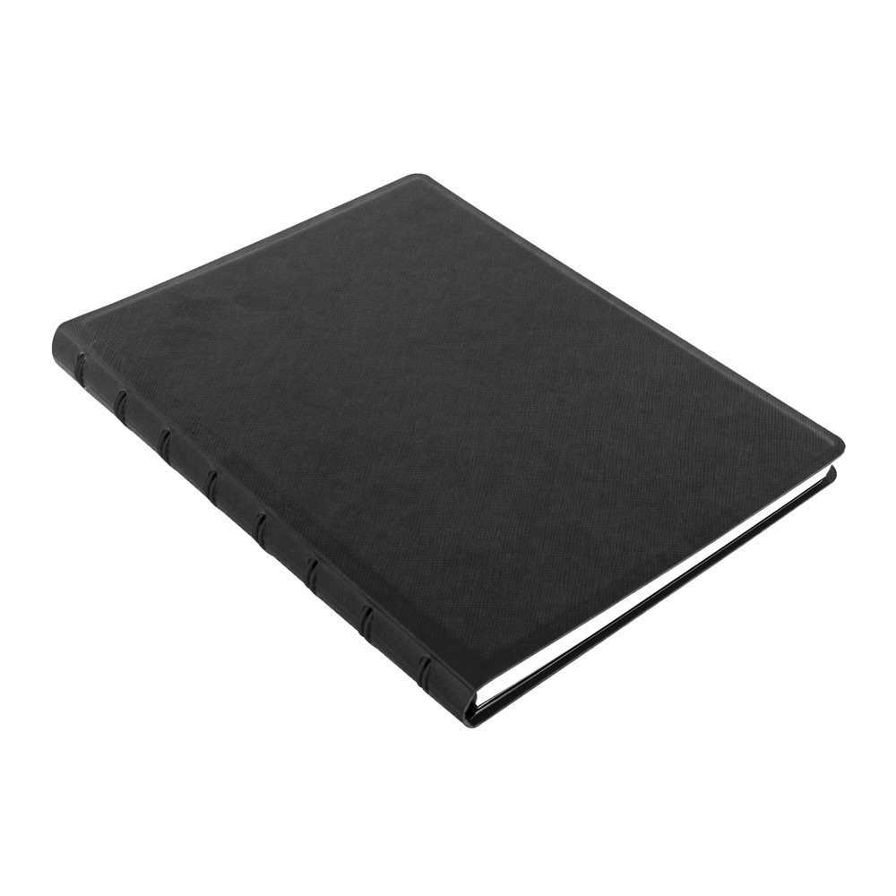 FILOFAX Refillable Saffiano Notebook, A5 (8.25" x 5") Black - 112 Cream moveable pages - Index, pocket and page marker (B115032U)