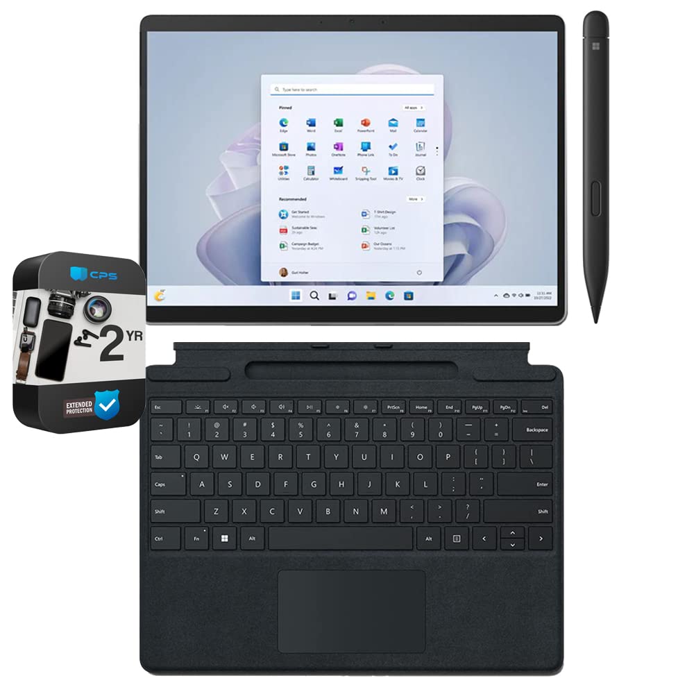 Microsoft QIL-00052 Surface Pro 9 13" Touch Tablet, Intel i7, 16GB/256GB, Forest Bundle Surface Pro Keyboard, Surface Slim Pen 2 and 2 YR CPS Enhanced Protection Pack