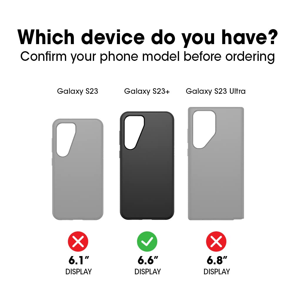 OtterBox Galaxy S23+ Defender Series Case - Single Unit Ships in Polybag, Ideal for Business Customers - BLACK, rugged & durable, with port protection, includes holster clip kickstand