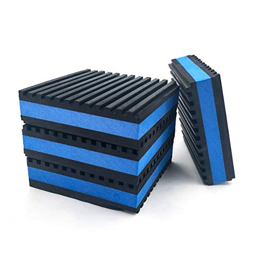 LBG Products Rubber Anti-Vibration Isolation Pads,4" X 4" X 7/8" Heavy Duty Blue EVA Pad for Air Conditioner,Compressors,HVAC,Treadmills etc(4 Pack)