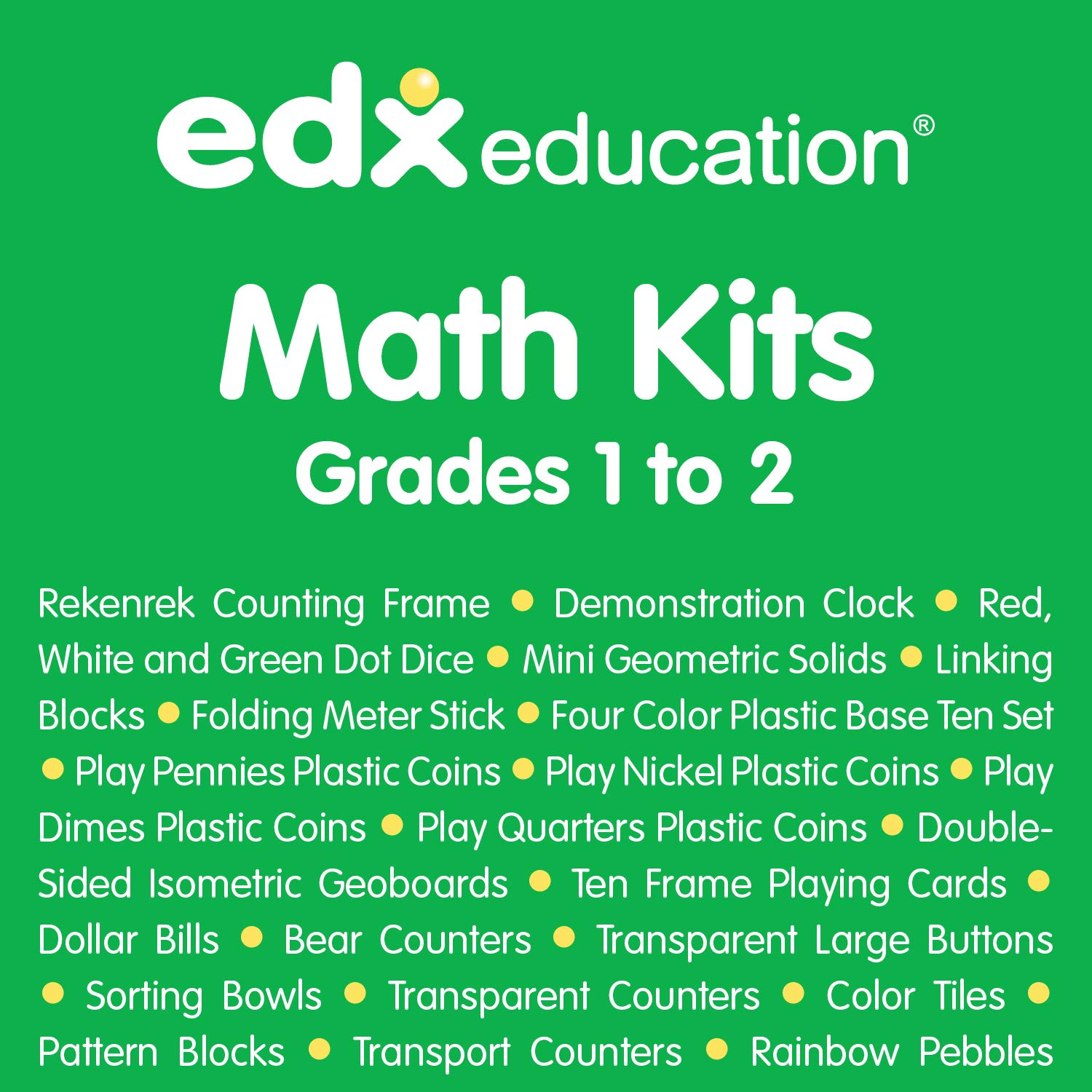 edxeducation Classroom Math Kit - For Grades 1 and 2 - Teach Early Math - Includes 22 Versatile Teaching Resources and Manipulatives