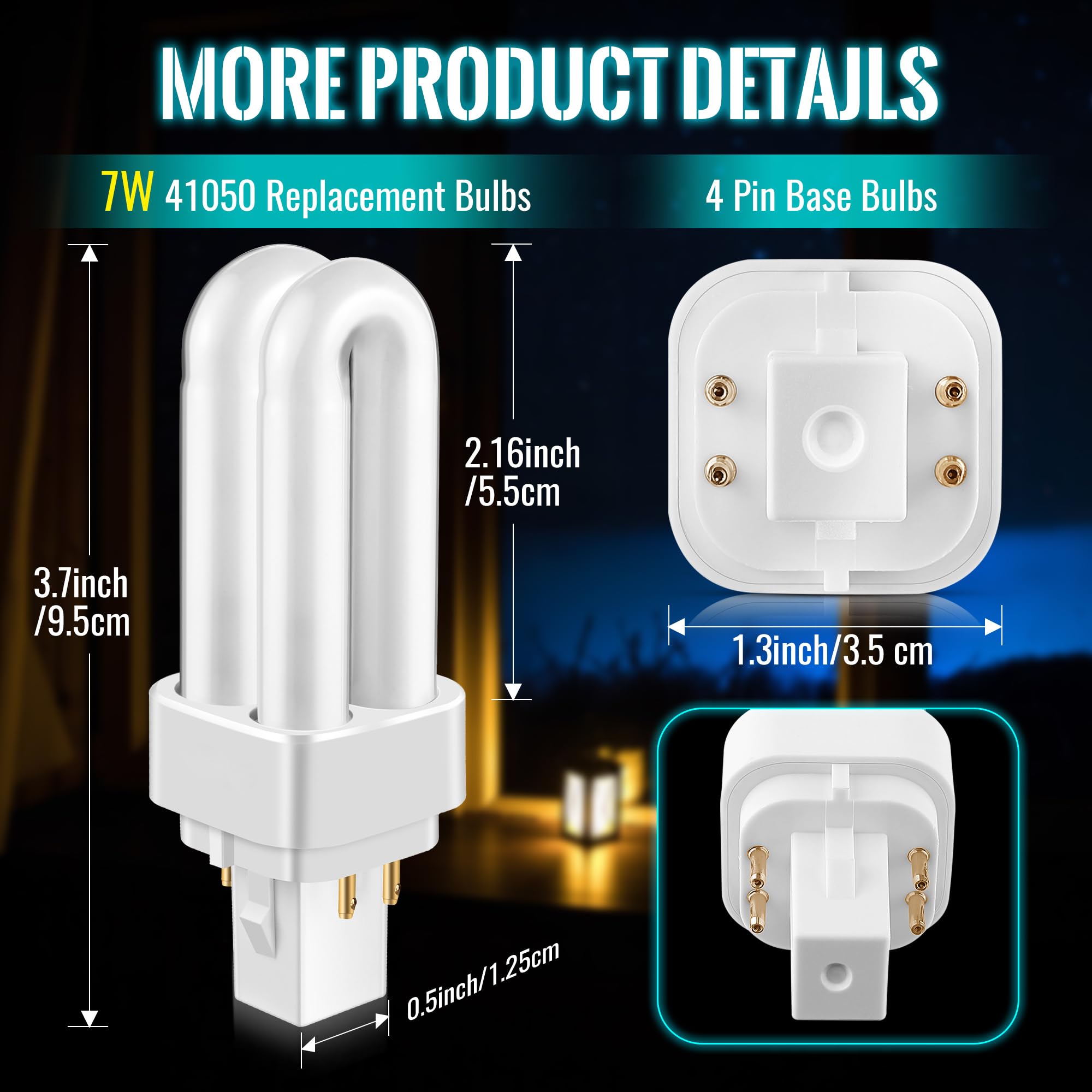 Qualirey 4 Pack 41050 7W Replacement Bulbs Compatible with Dynatrap DT1050 DT1100 DT1250, Bug Zapper Replacement Bulb Blue Mosquito UV Light 1/2 Acre Insect Trap Killer Lamp Bulb