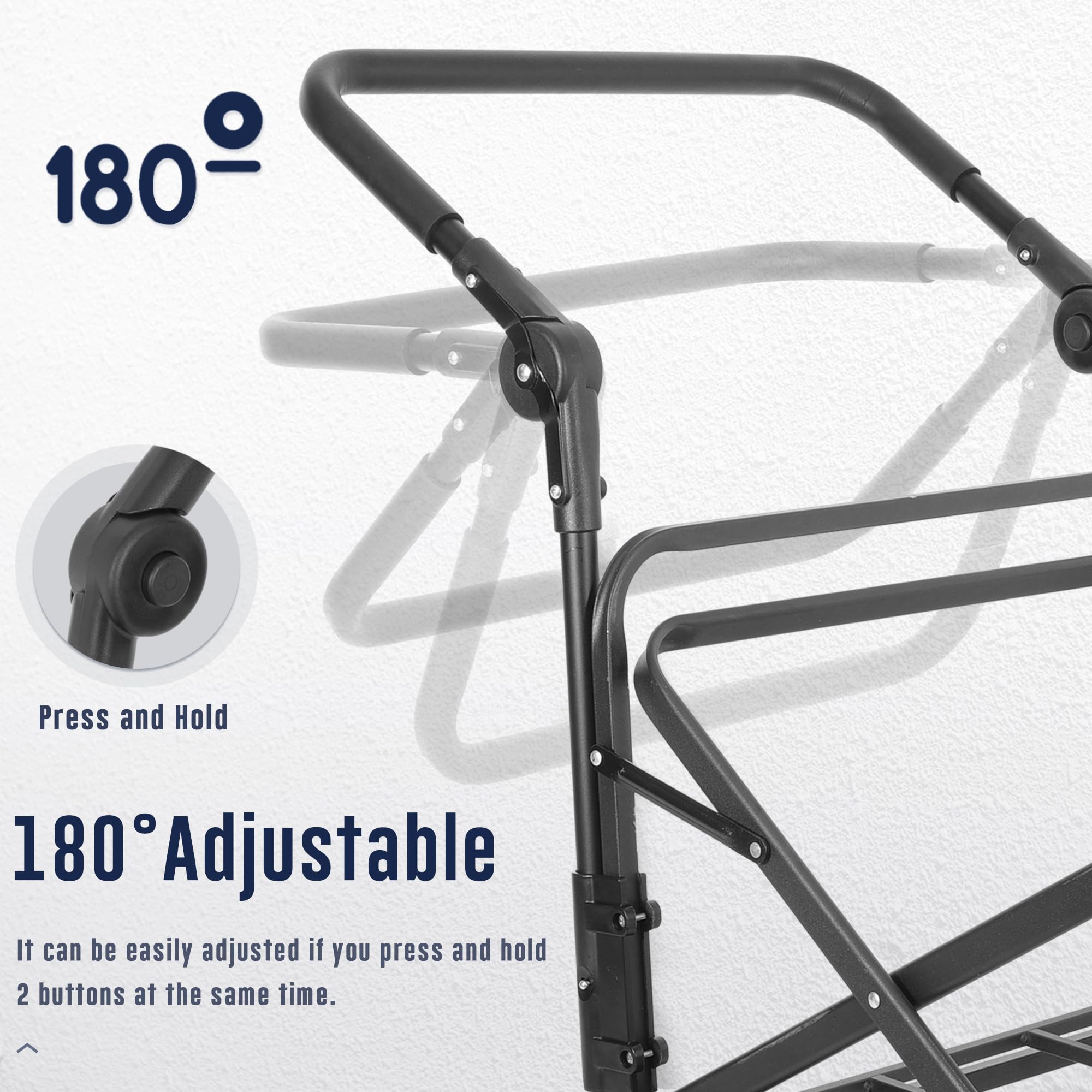 Fischuel Folding Wagon Push Handle, Outdoor Removable Utility Wagon Accessories, Universal Adjustable Trolley/Handle, Compatible with Square/Round Metal Frame Wagon(Excluding Wagons)