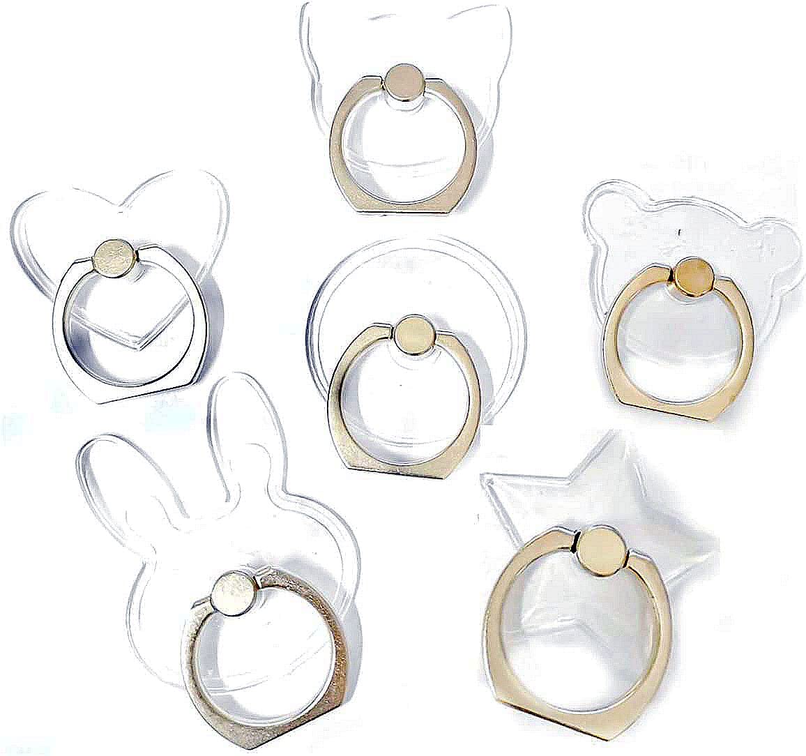 Wen XinRong 6 Pack Cell Phone Ring Holder, Cute Transparent Phone Finger Ring Grip Stand 360°Rotation Phone Rings Kickstand Compatible for Most Smartphone