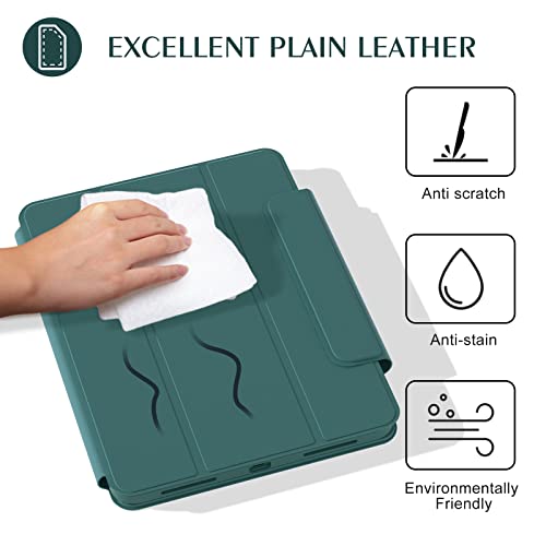 OYEEICE Hybrid Case for iPad 10.2 inch 9th / 8th / 7th Generation(2021/2020/2019), Magnetic Detachable Rotatable Cover with PU Leather, Hard Back Shell, Auto Sleep/Wake, Support Pencil 2, Teal