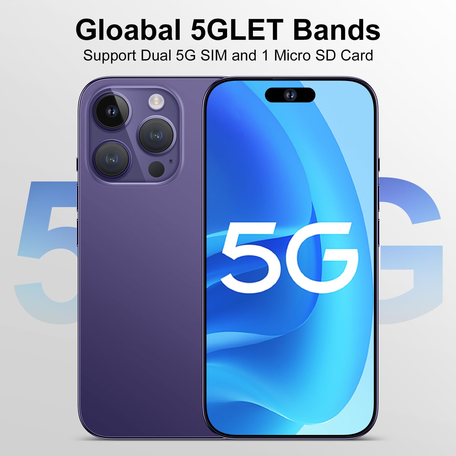 ExAchat A14 Cell Phone Unlocked, 6.82" FHD+ Display Android Smartphone 5G, 72MP Camera 6800mAh 4GB+128GB Dual SIM with Headset/GPS Fingerprint/Face ID